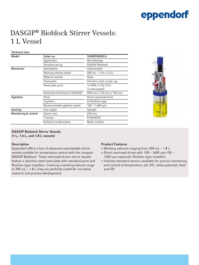 Flyer DASGIP-Bioblock-Stirrer 1L Eng | PDF | Pipe (Fluid Conveyance)