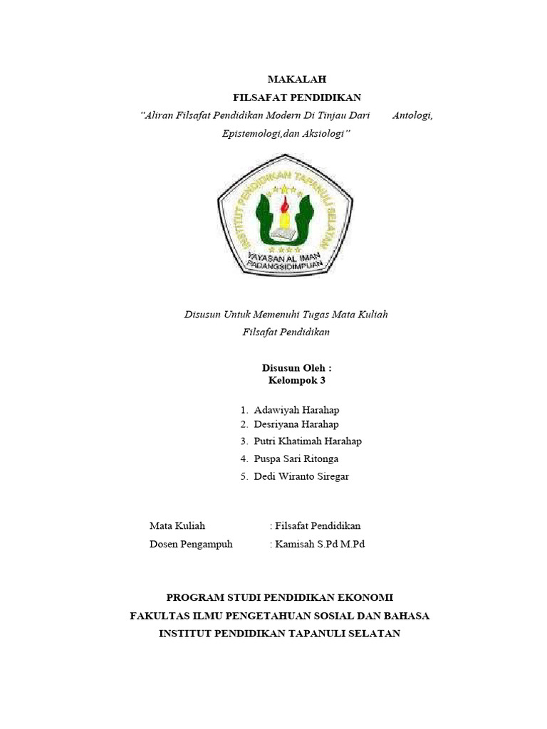 Filsafat Pendidikan Modern: Ontologi, Epistemologi, Aksiologi | PDF