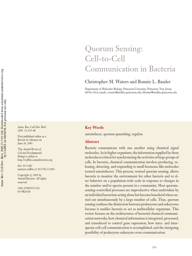 Quorum Sensing Cell To Cell Communication in Bacteria. | PDF | Cell ...