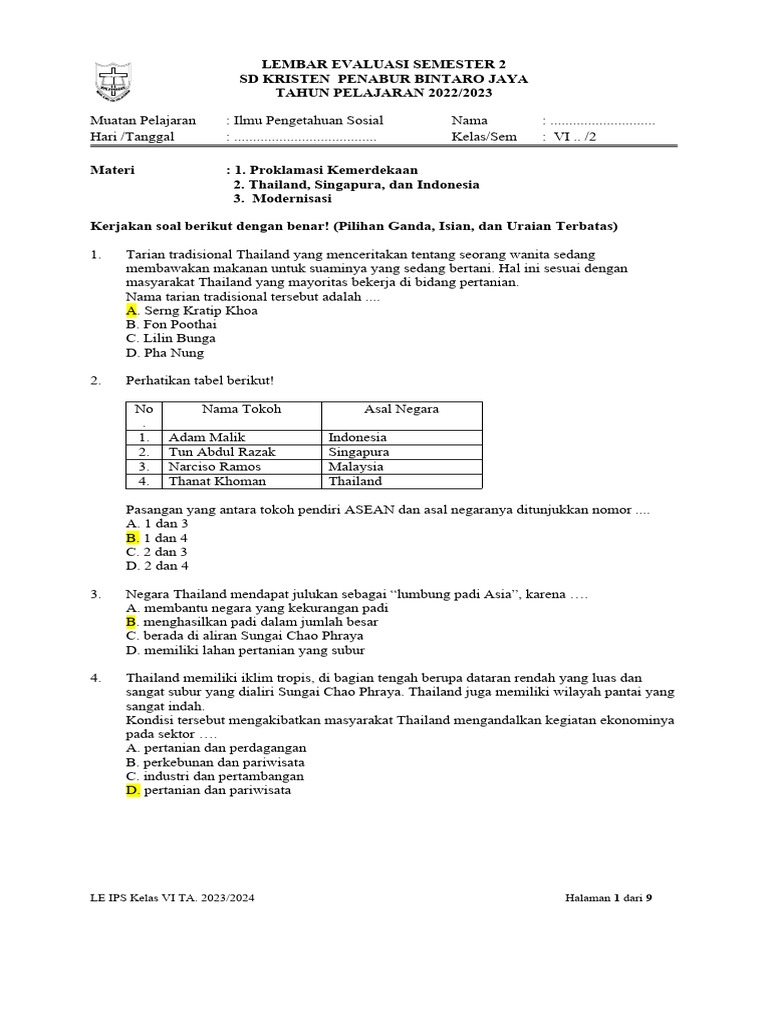 Soal Latihan PAT IPS | PDF