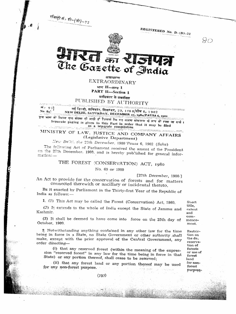 Forest (Conservation) Act, 1980 Gazette Notifications | PDF