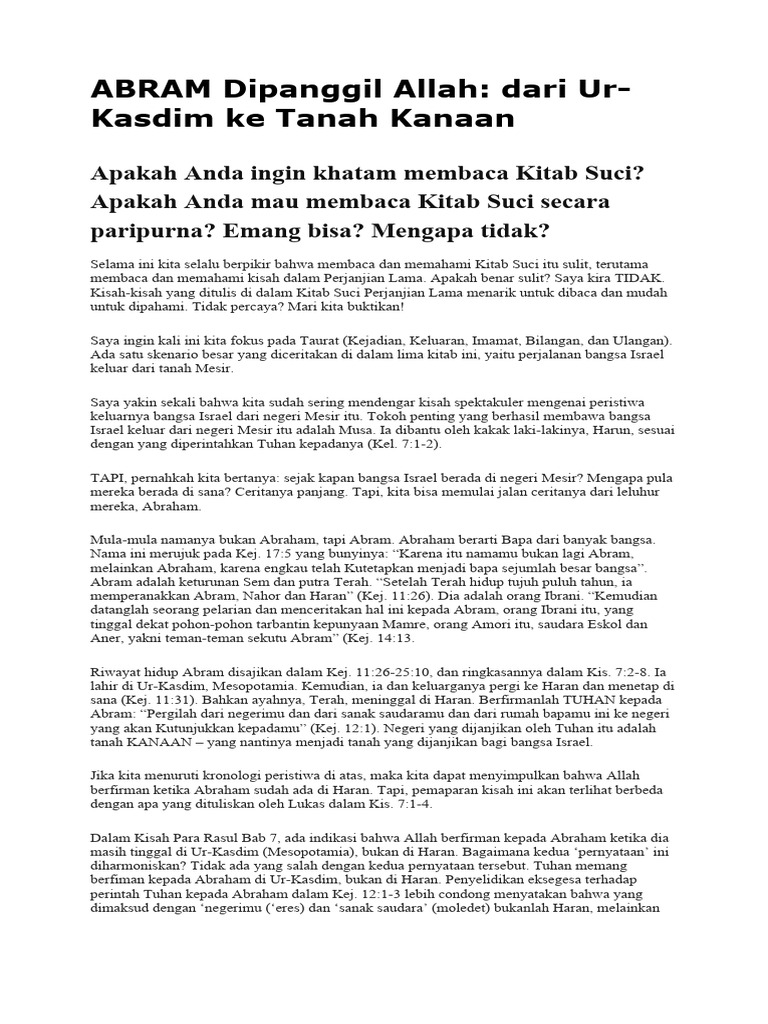ABRAM Dipanggil Allah | PDF