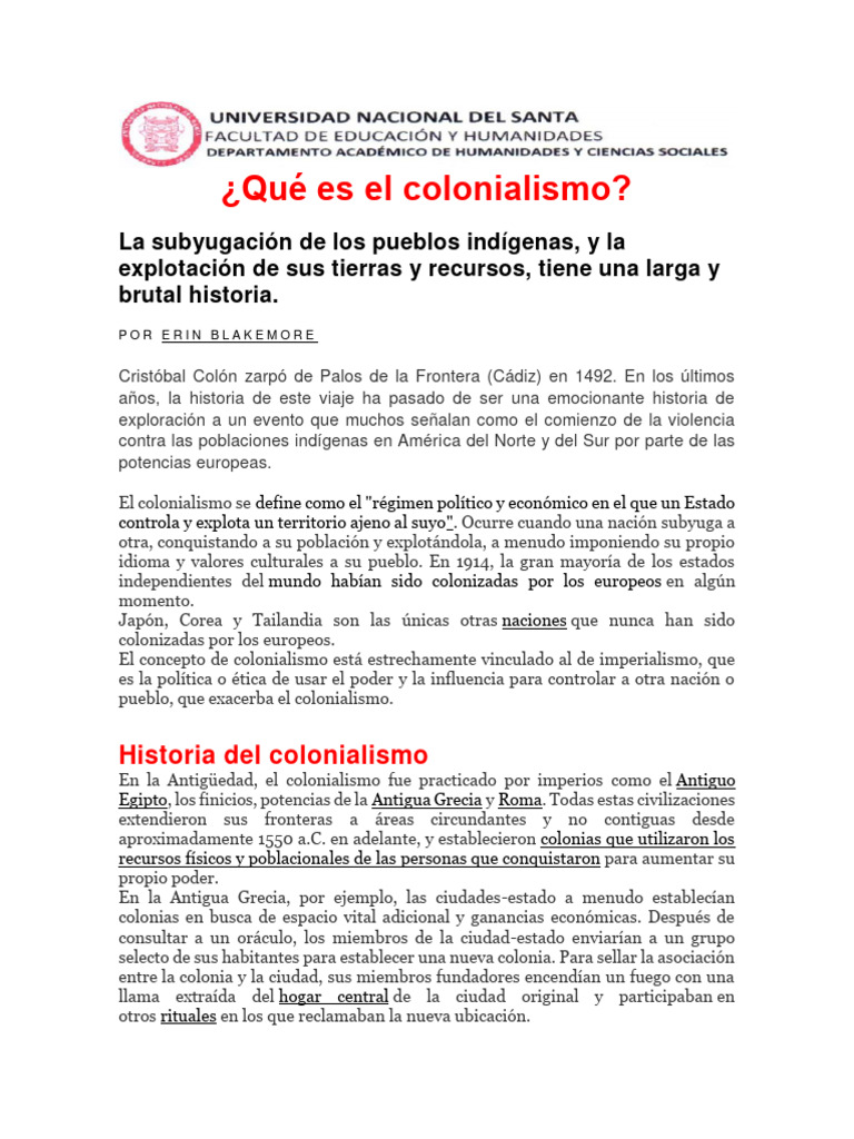 Qué es el colonialismo | PDF | Colonialismo | Colonización europea de las Américas