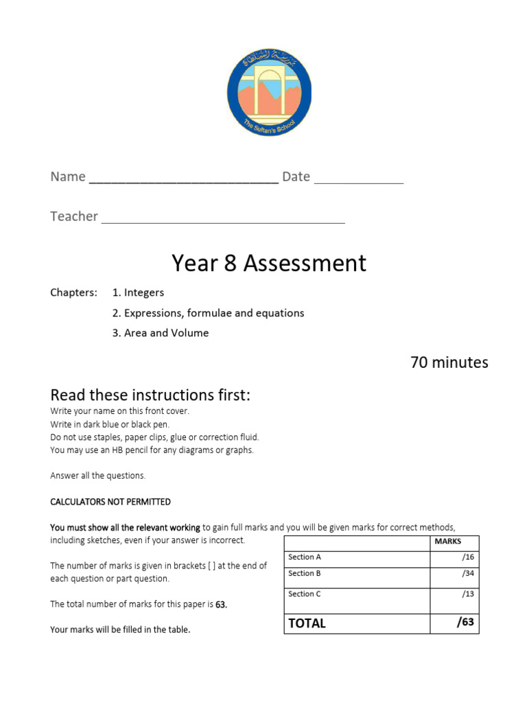 Year 8 Assessment 1 2023-24 | PDF | Mathematics | Elementary Mathematics