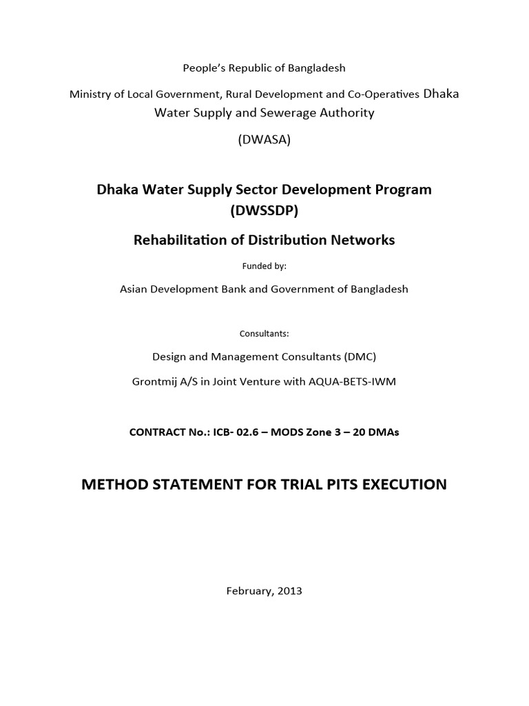 Trial Pits Execution Method Statement | PDF | Technology & Engineering
