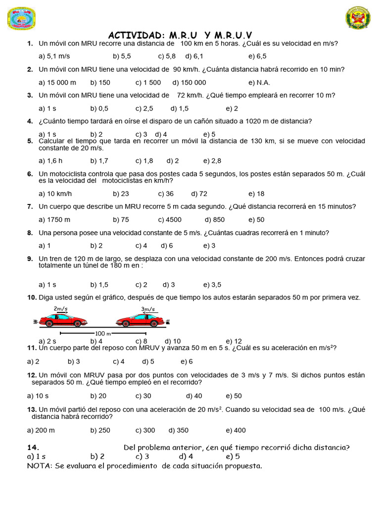 Ejercicios Resueltos de MRU y MRUV | PDF