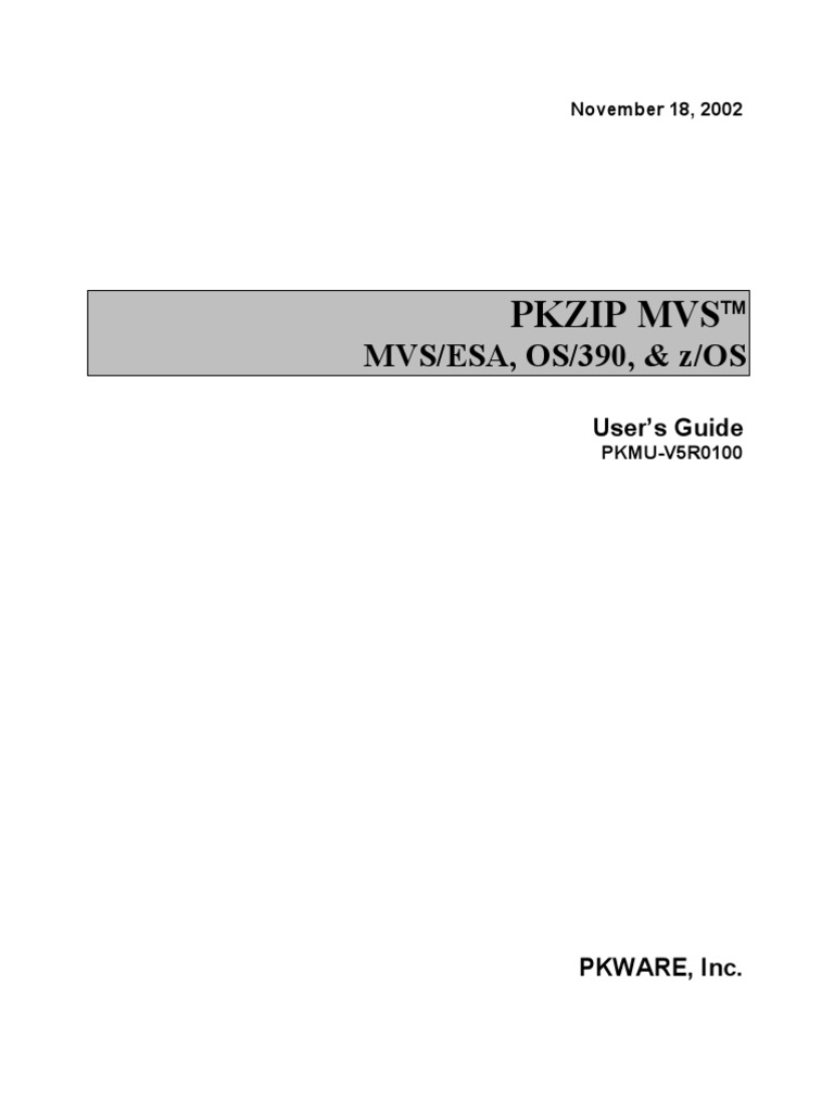 PKZIP MVSTM - MVS-ESA OS-390 and z-OS | PDF | Zip (File Format) | Data ...