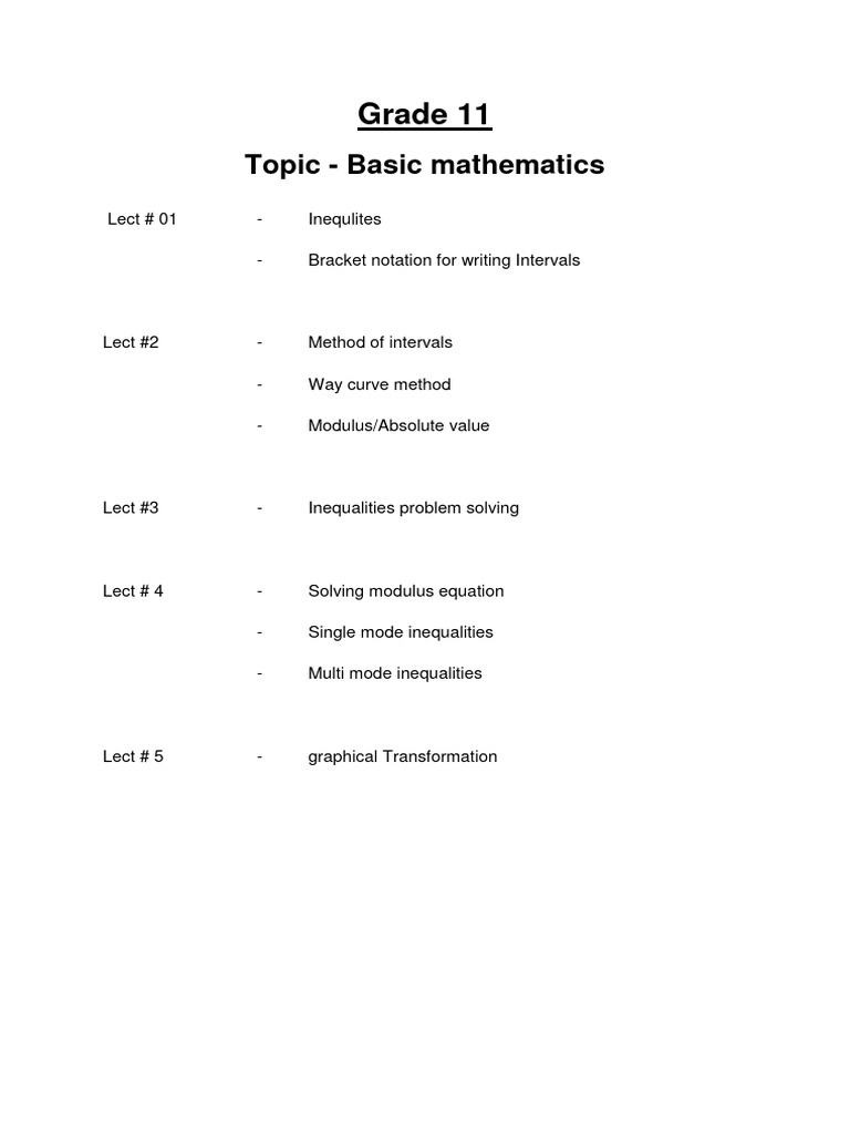 Grade 11 Mathematics Curriculum Overview | PDF | Function (Mathematics ...