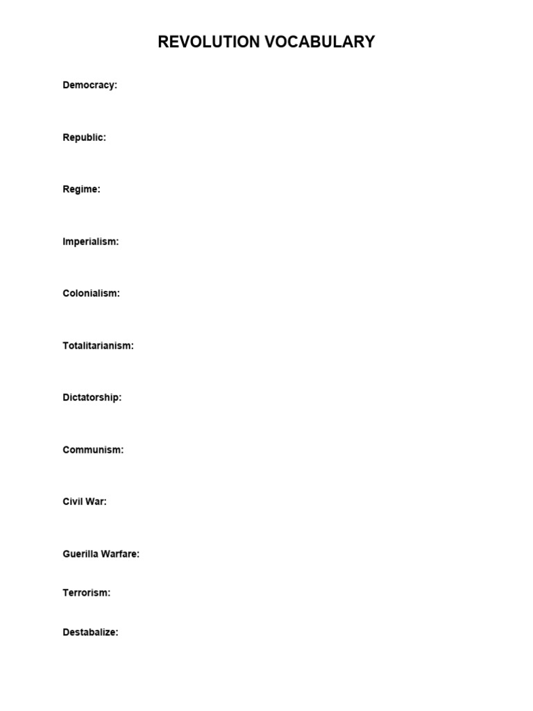 Key Terms in Revolution Vocabulary | PDF | Social Science