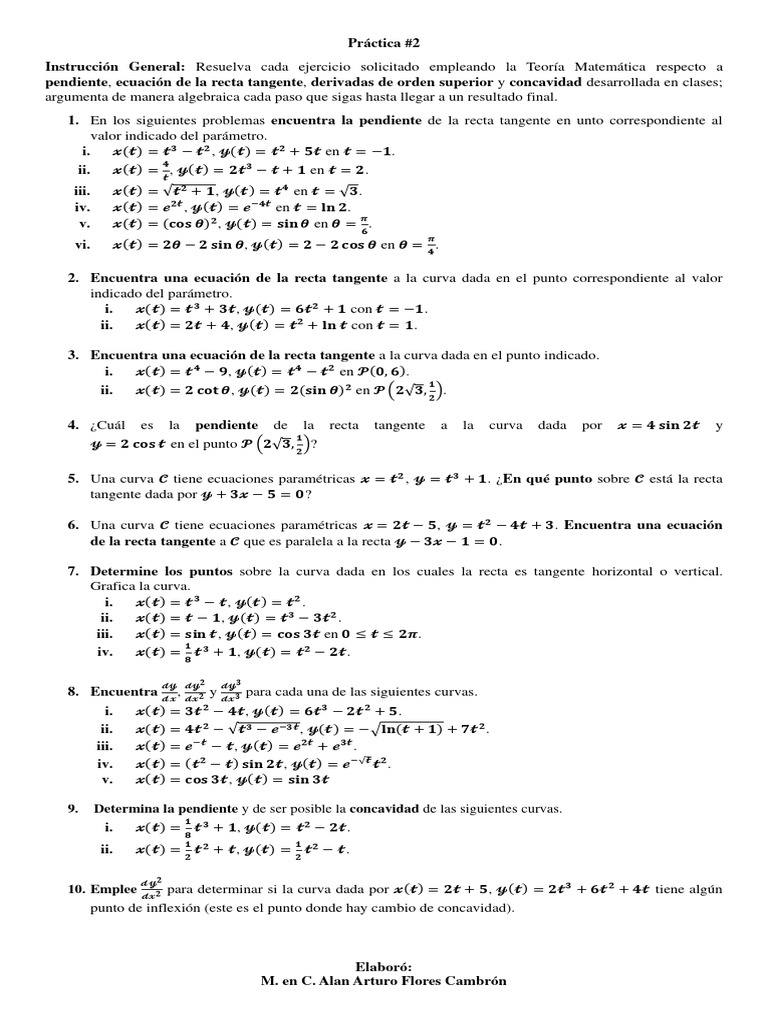 Práctica #2-1 | Descargar gratis PDF | Pendiente | Tangente