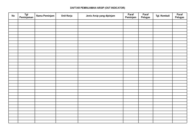 Daftar Peminjaman Arsip | PDF