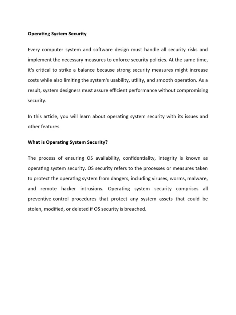 10. Operating System Security | PDF | Information Security | Computer Security