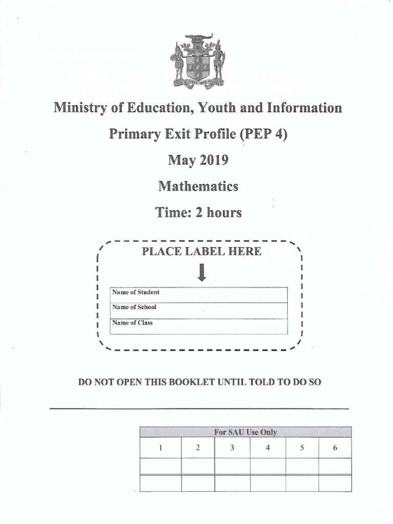 Grade 4 Mathematics 2019 Past Paper | PDF