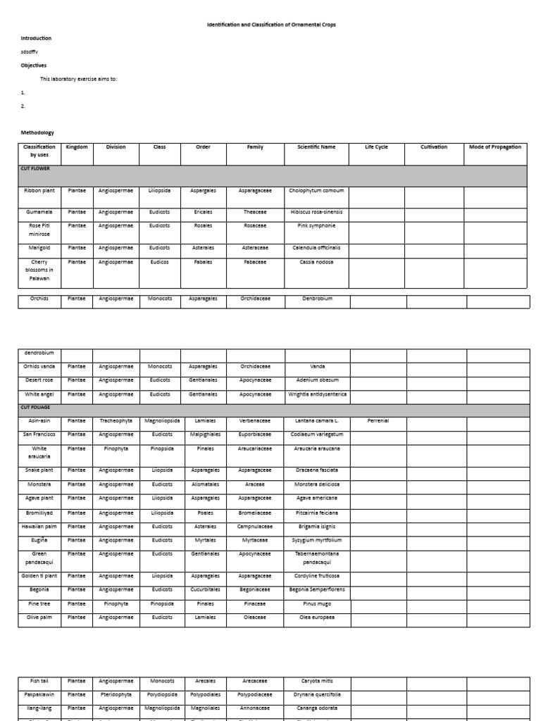 Identification and Classification of Ornamental Crops: Cut Flower ...