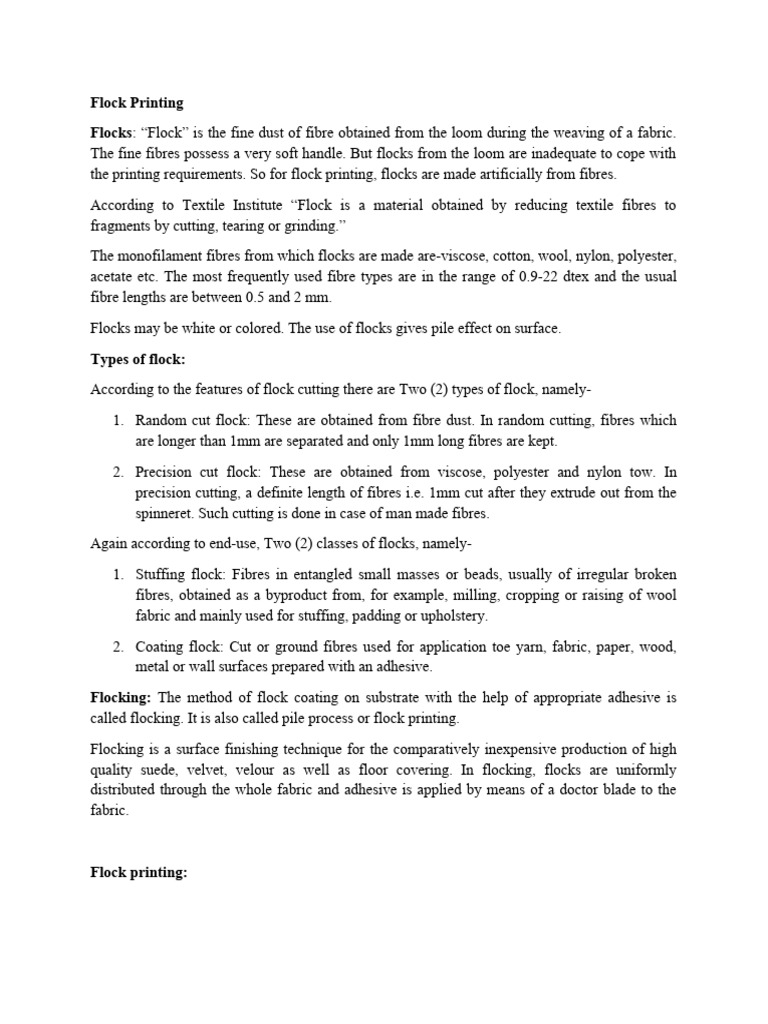 Flock printing | PDF | Adhesive | Textiles