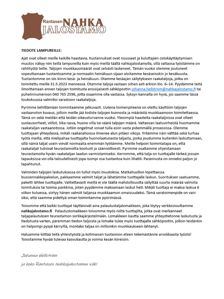 Tiedote Lampureille | PDF