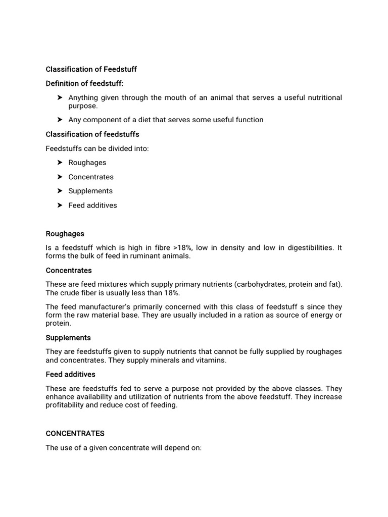 Topic 1 CLASSIFICATION OF FEEDSTUFF | PDF | Brewing | Malt