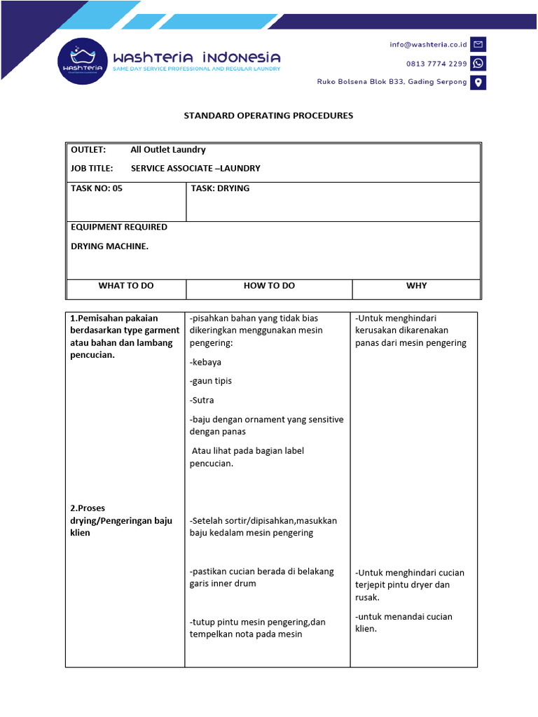 Sop Pengeringan | PDF | Teknologi & Rekayasa