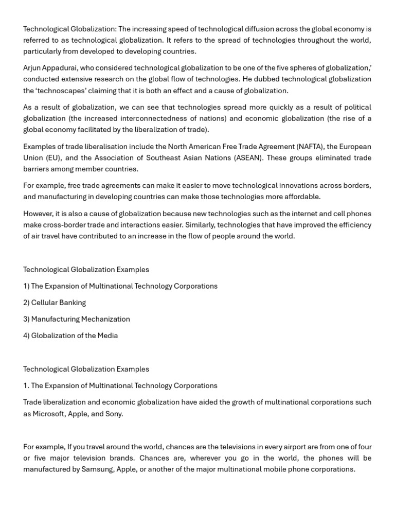 Contemp - Technological Globalozation | PDF | Globalization | Economic Globalization