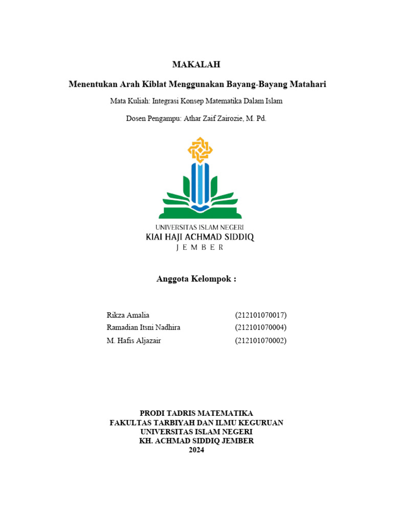 Mengukur Arah Kiblat dengan Azimuth | PDF