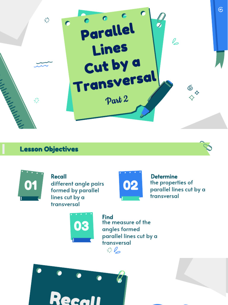 Week 3.3 Properties of Parllel Lines Cut by Transversal Part 2 | PDF | Classical Geometry | Euclid