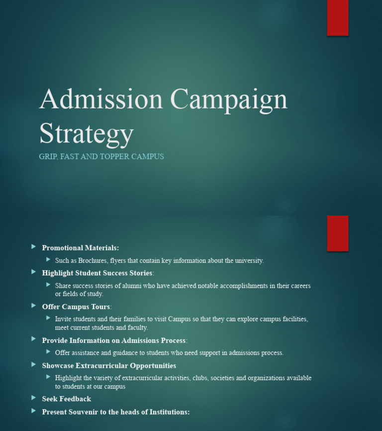 Admission Campaign Strategy | PDF