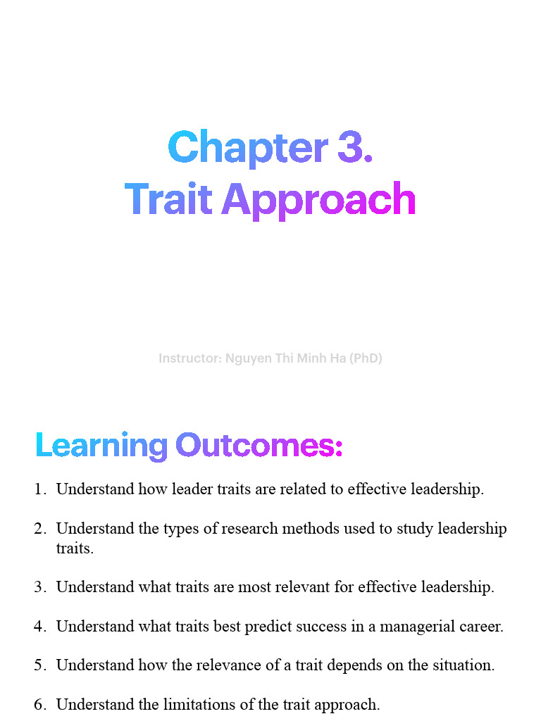 Chapter 5. Trait approach | PDF | Leadership | Extraversion And Introversion