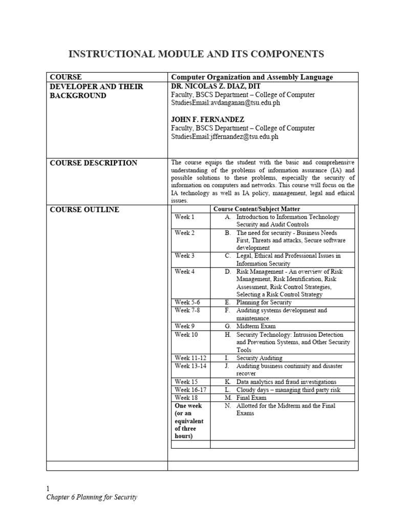 ITSAC MODULE CHAPTER 5 Week6 | PDF | Information Security | Strategic ...