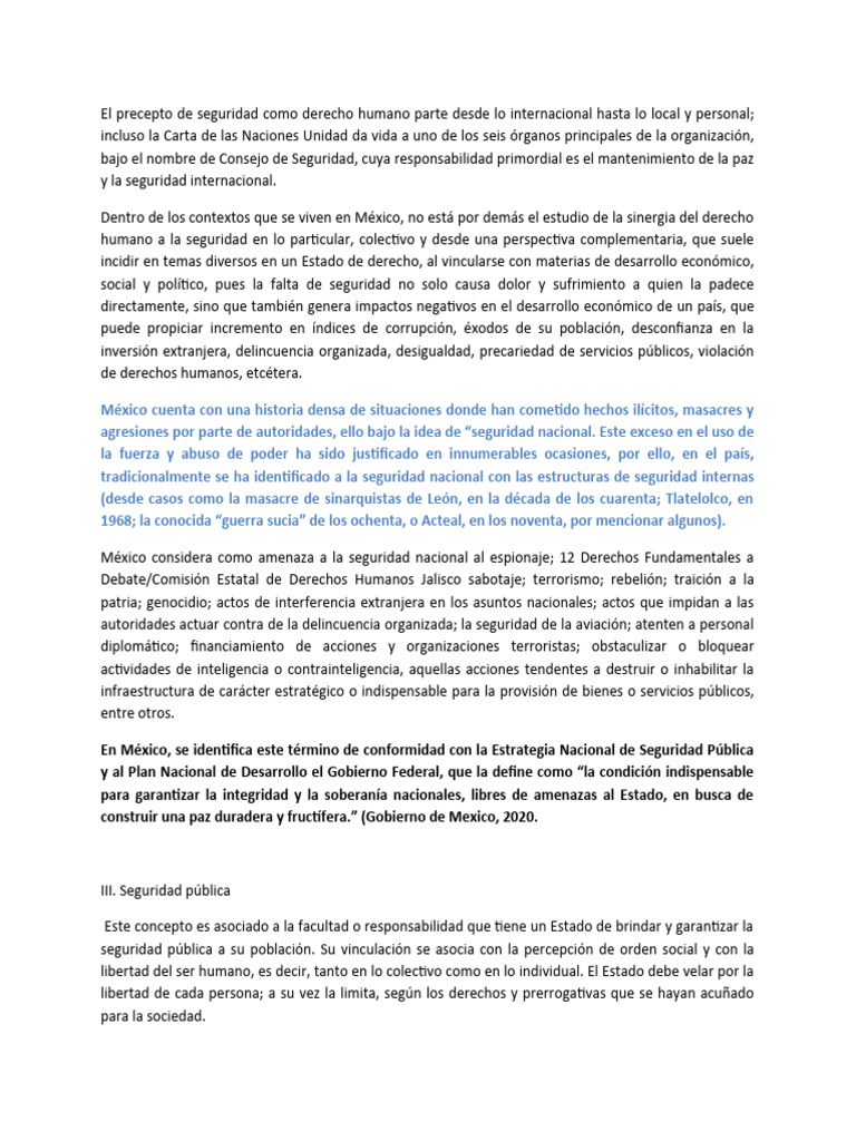El Precepto de Seguridad Como Derecho Humano Parte Desde Lo ...