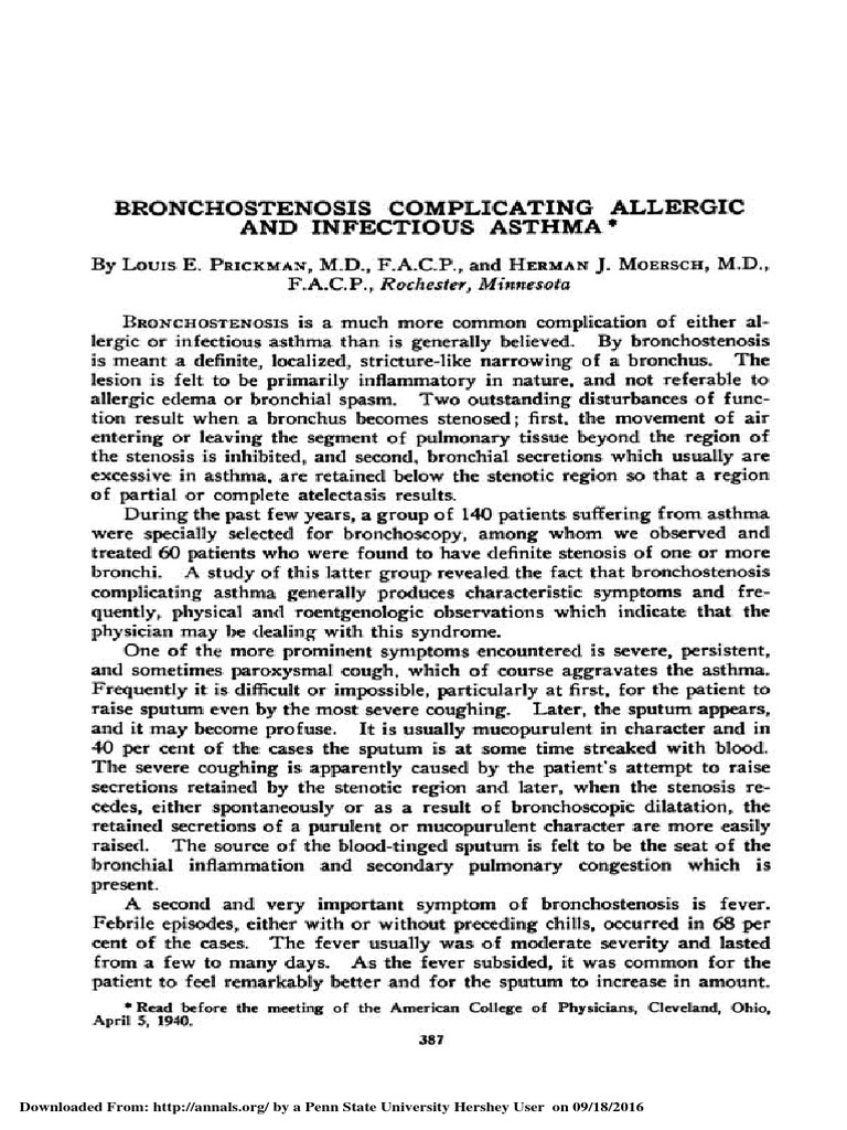 Bronchostenosis Complicating Allergic and Infectious Asthma | Download ...