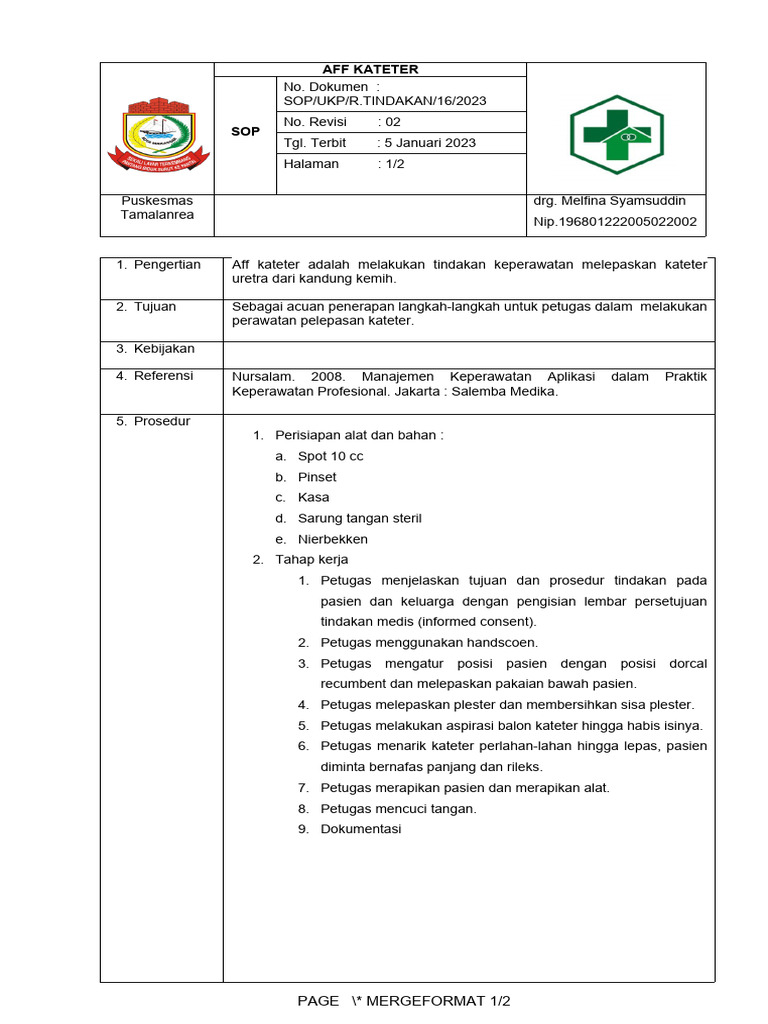 Sop Aff Kateter | PDF