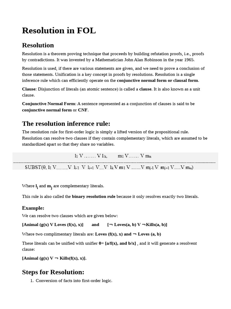 Resolution in FOL | PDF | Formalism (Deductive) | Metalogic