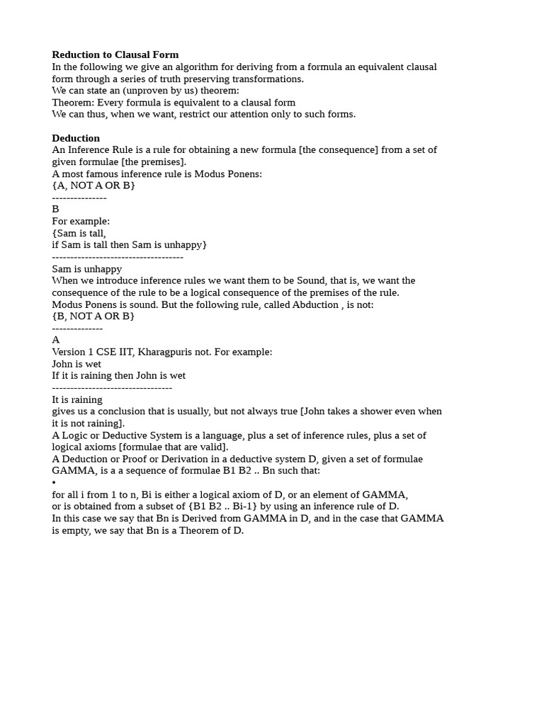 Deduction and Resolution | PDF | Deductive Reasoning | Inference