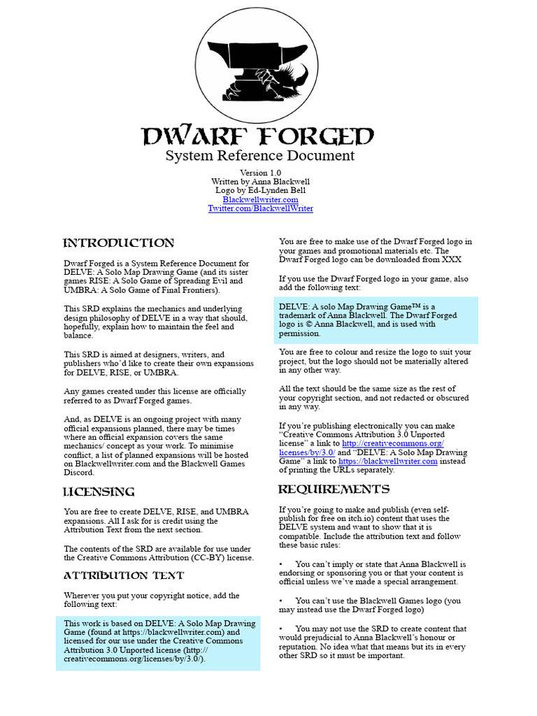 Delve SRD | PDF | Creative Commons License