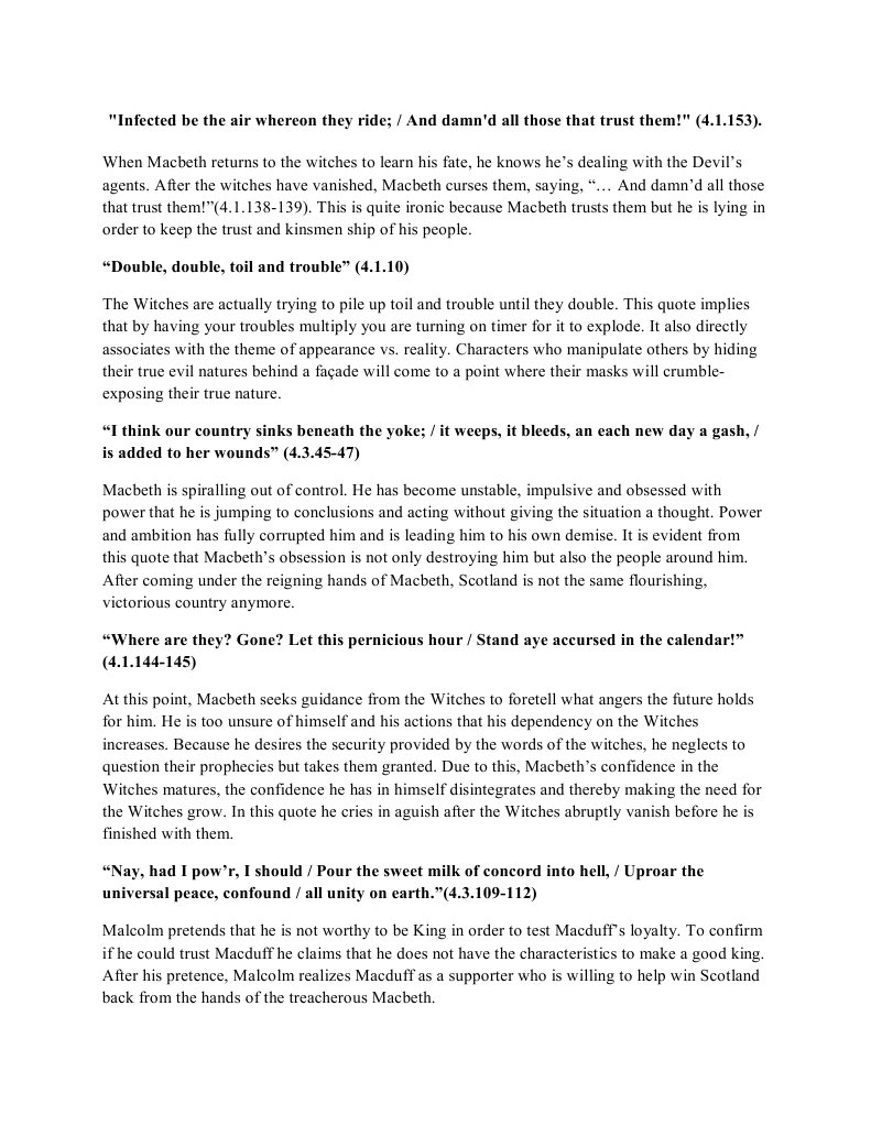 MACBETH ACT 4 & 5 - Quotes and Literary Devices | PDF