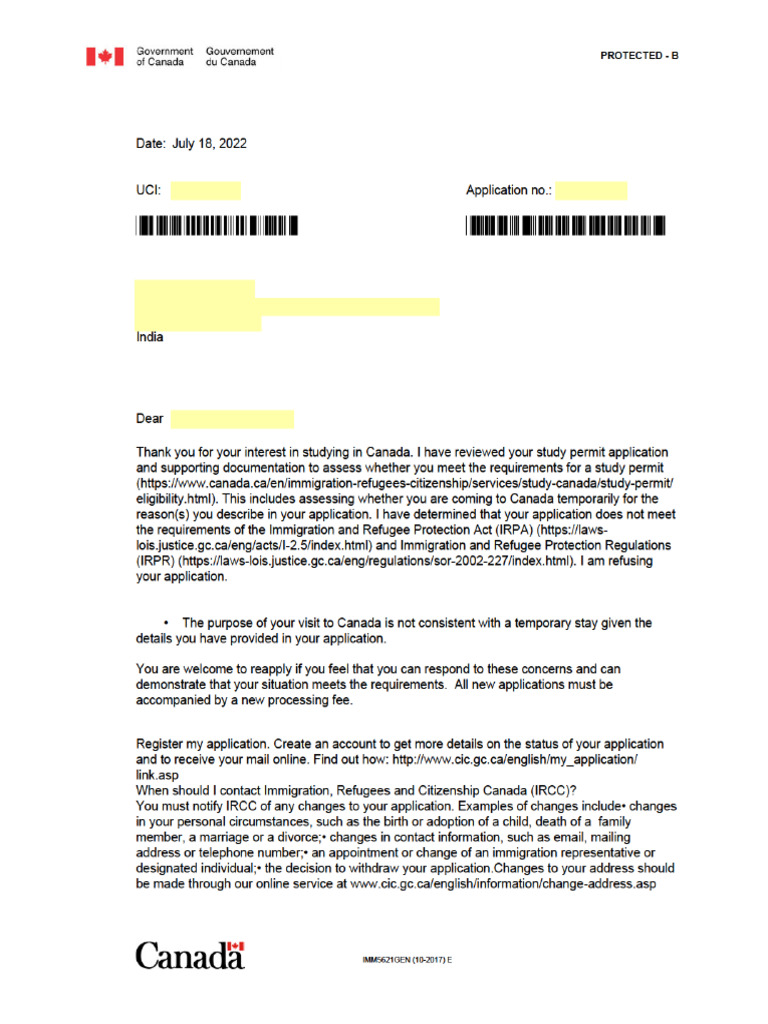 Visa Rejection Letter - Sample | PDF
