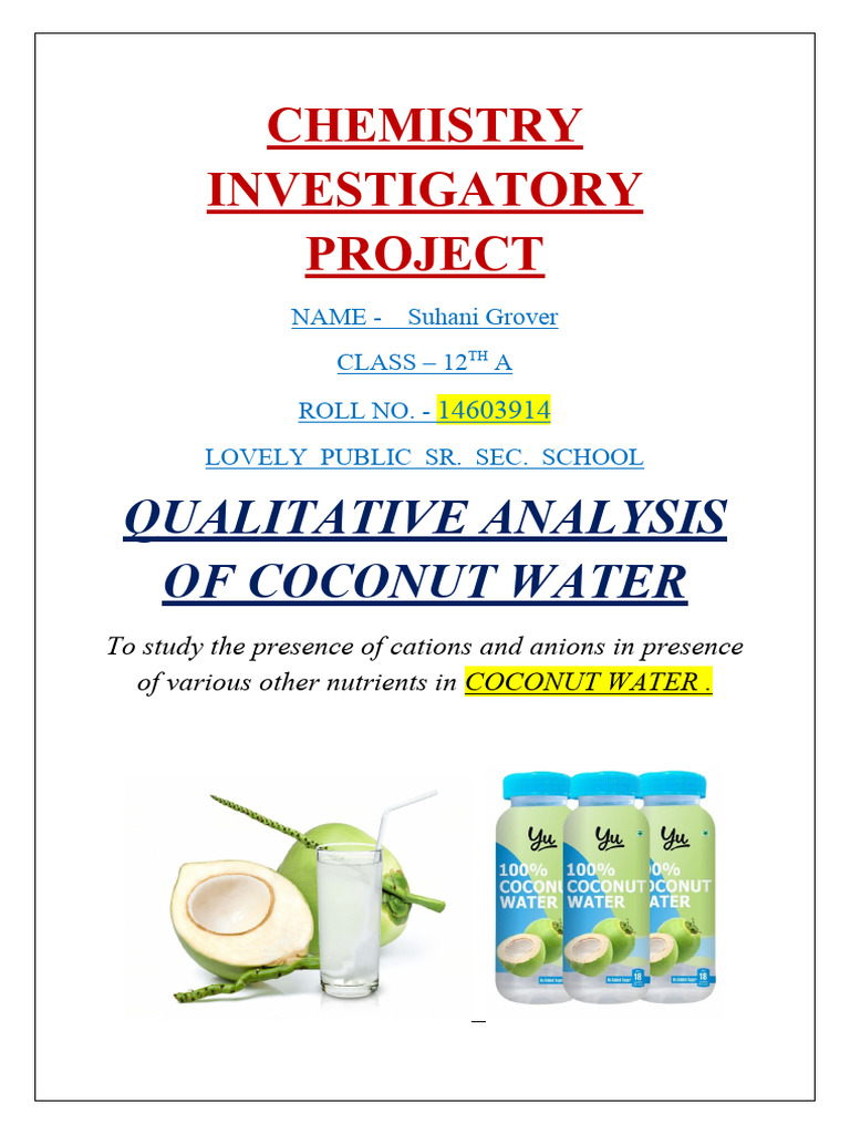 Qualitative Analysis of Coconut Water | PDF | Ammonium | Precipitation ...