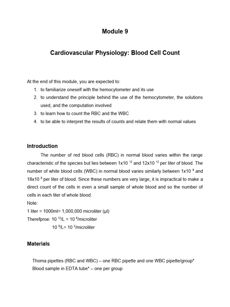 CIARA NARCISO - Module 7 - Blood Cell Count | PDF | Anemia | White ...