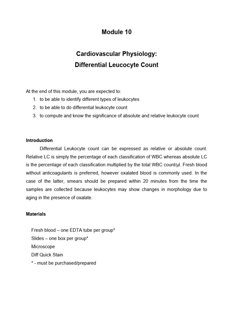 CIARA NARCISO - Module 8 - Differential Count | PDF | White Blood Cell ...