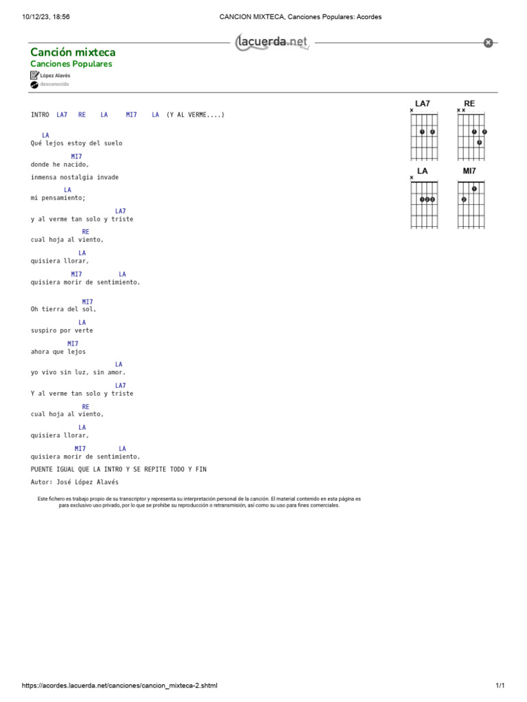Cancion Mixteca | PDF