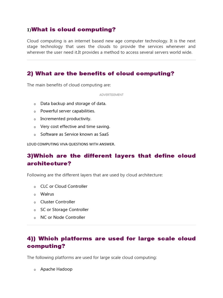 Viva Question With Answer | PDF | Cloud Computing | Software As A Service