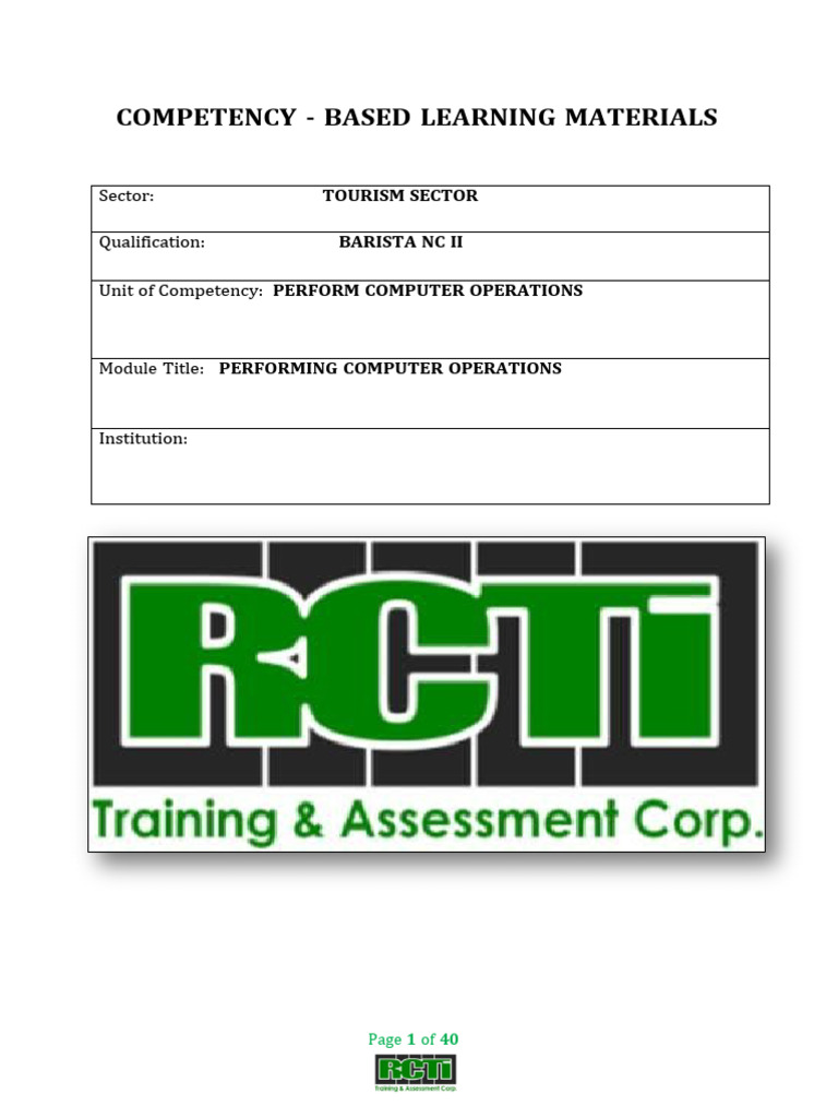 3 CBLM Common 3 Perform Computer Operations | PDF | Random Access Memory | Read Only Memory