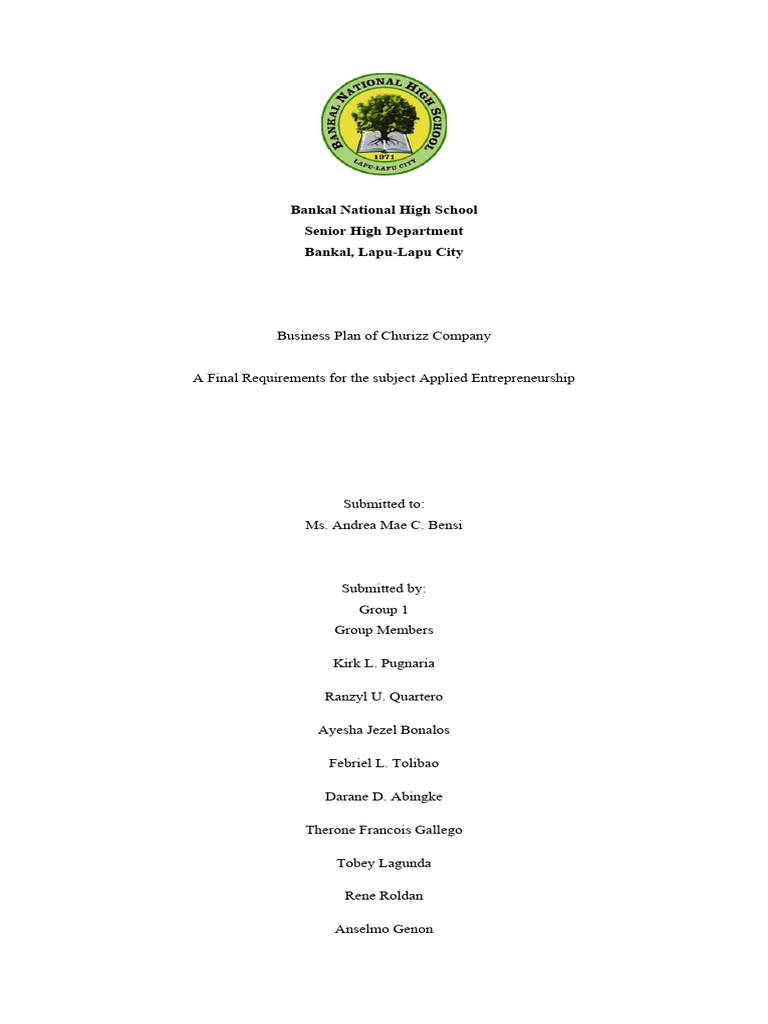 Churizz Company Business Plan Overview | PDF | Pricing | Brand