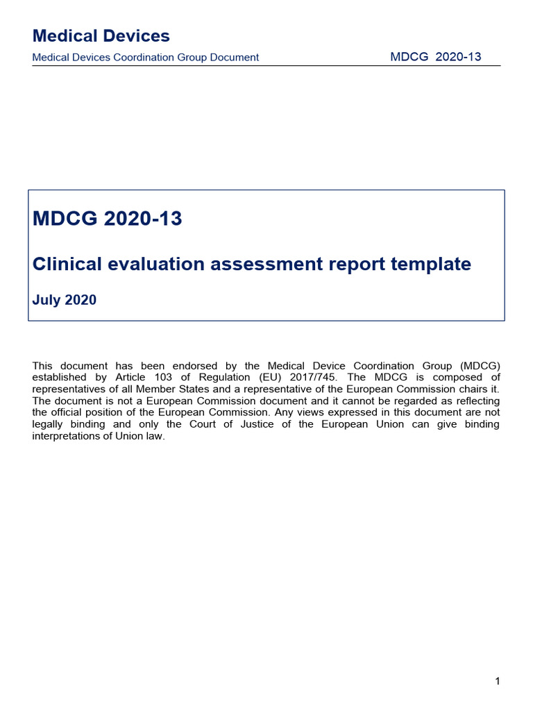 Md 2020 13 Cea Report Template en 0 | PDF | Medical Device | Systematic ...