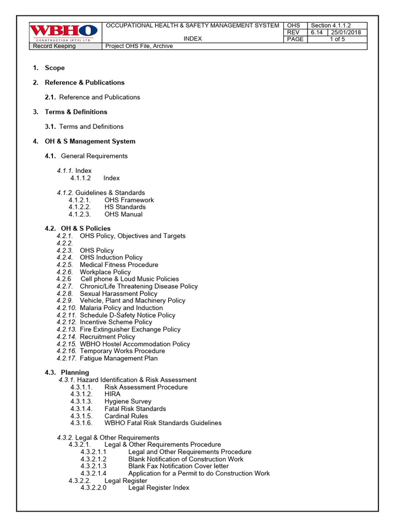 4.1.1.2 - Index | PDF | Occupational Safety And Health | Safety