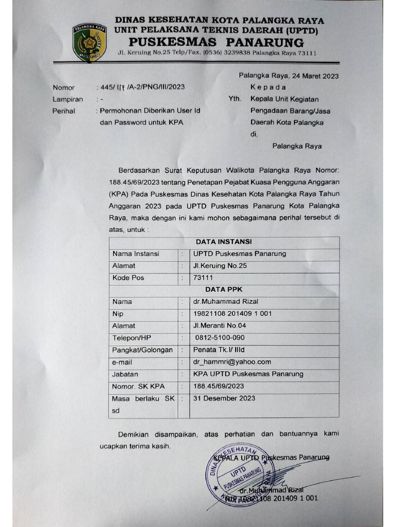 Permohonan User ID | PDF