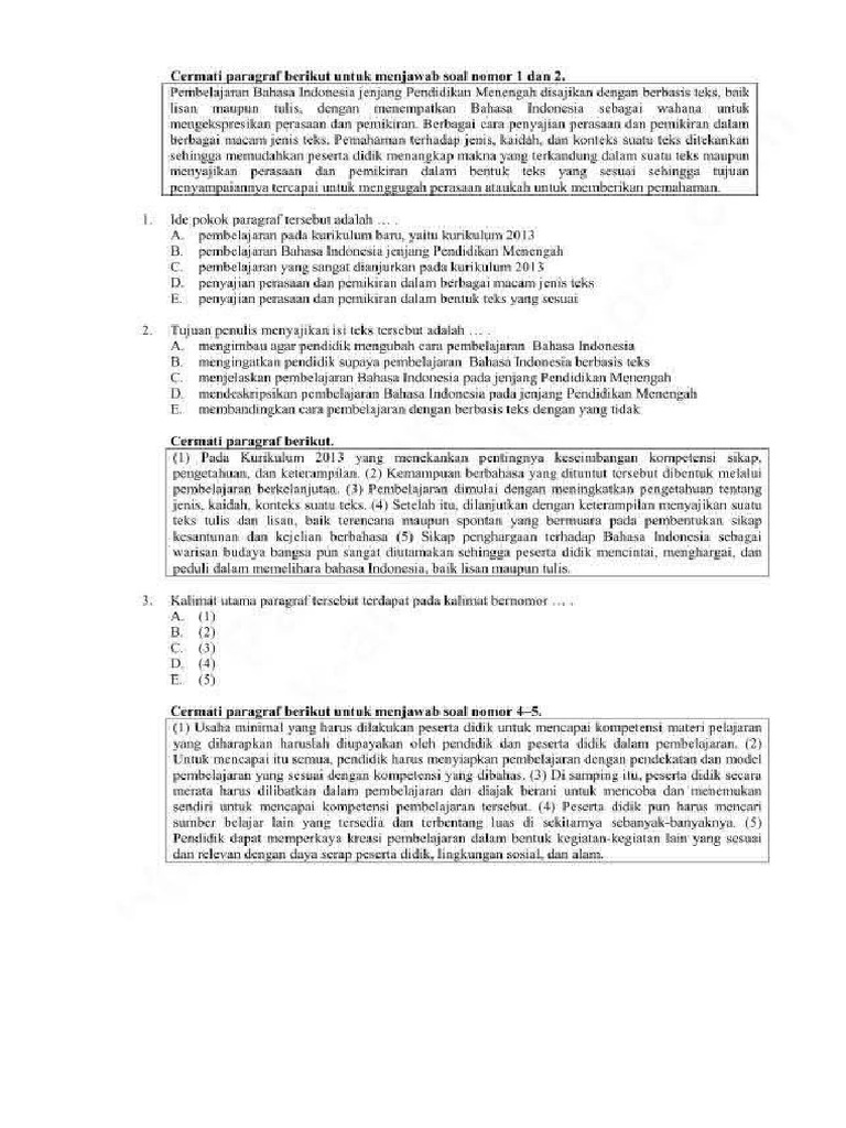 Soal Bahasa Indonesia Paket C | PDF