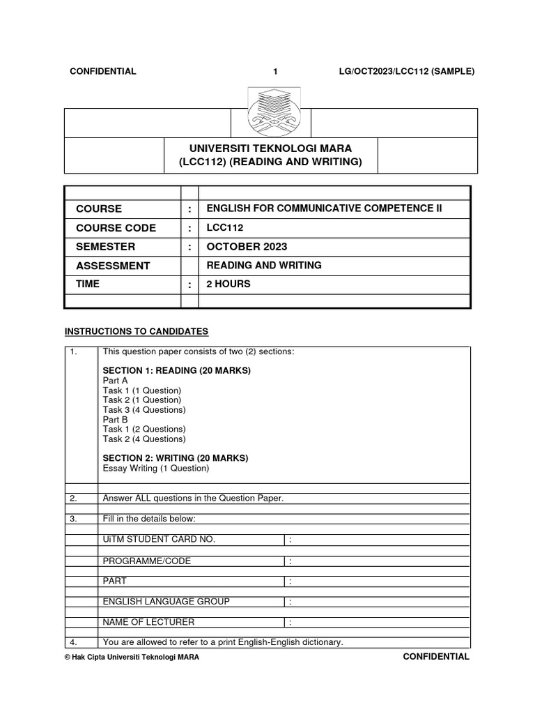 LCC112 - Sample Assessment - Reading & Writing | PDF | Happiness ...