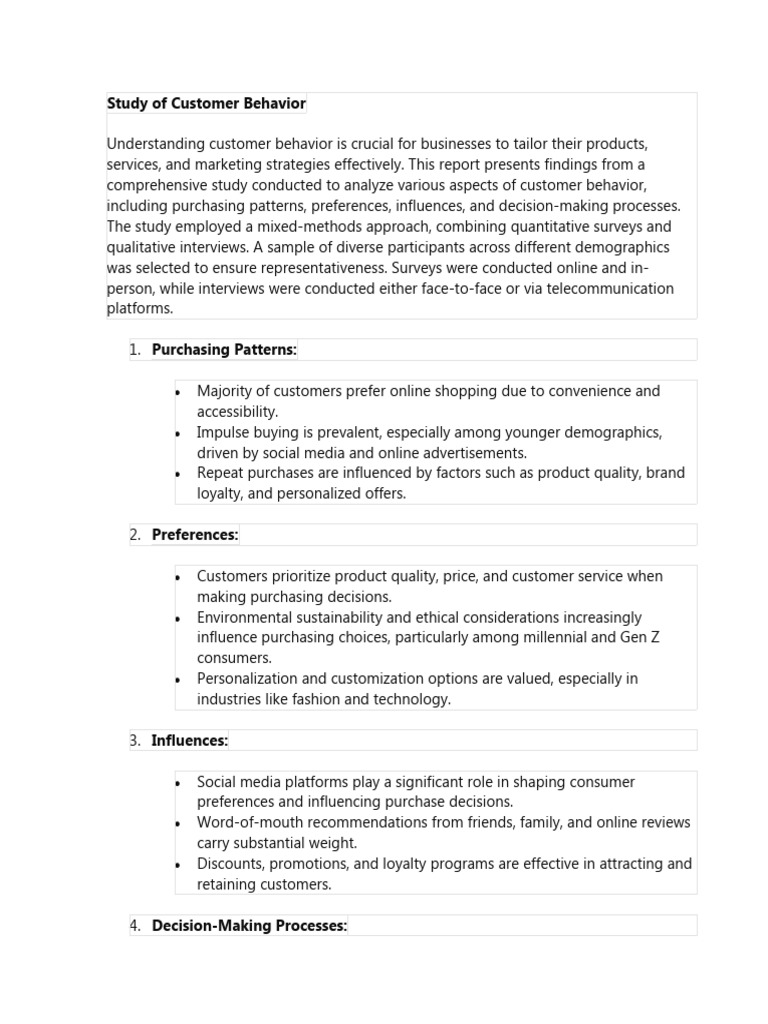 Study of Customer Behavior | PDF | Consumer Behaviour | Behavior
