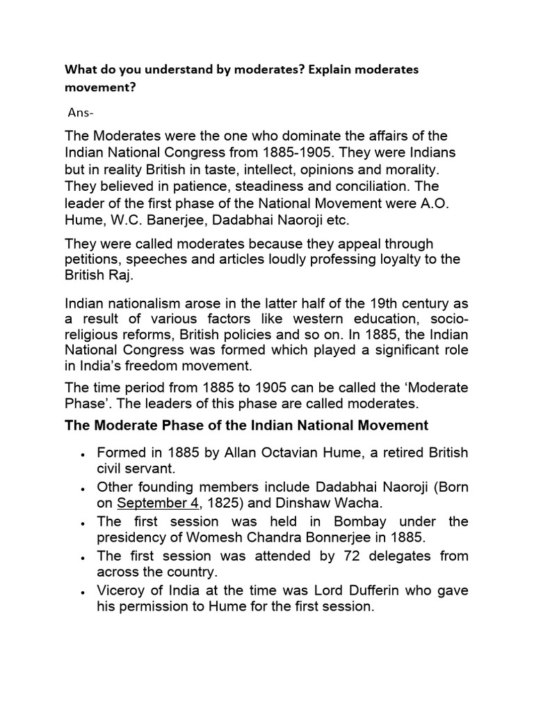Indian National Congress: Moderate Era | PDF | British Raj
